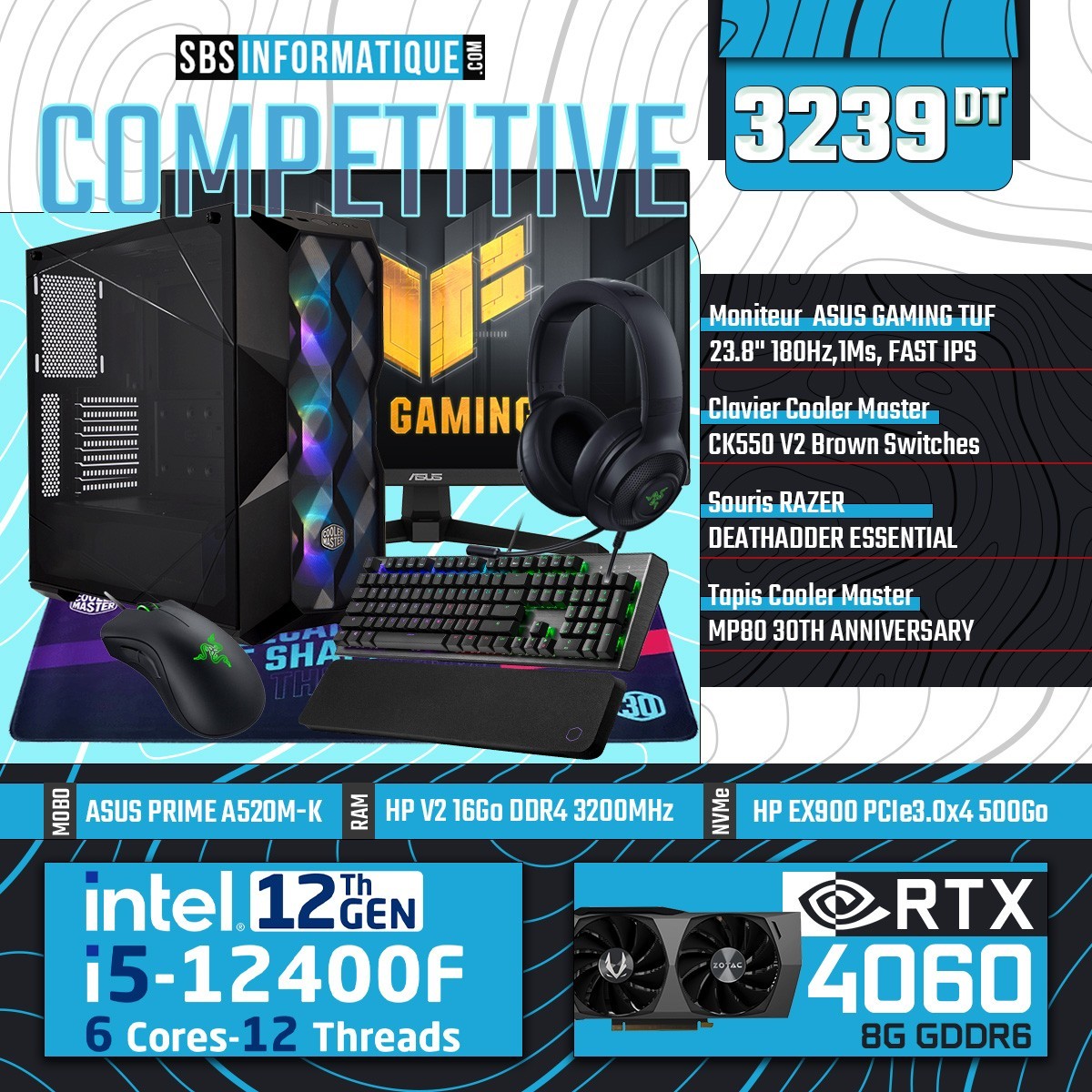 PC Gamer - Competitive Pack - Intel I5-12400F - RTX 4060 - 16Gb - 500 ...