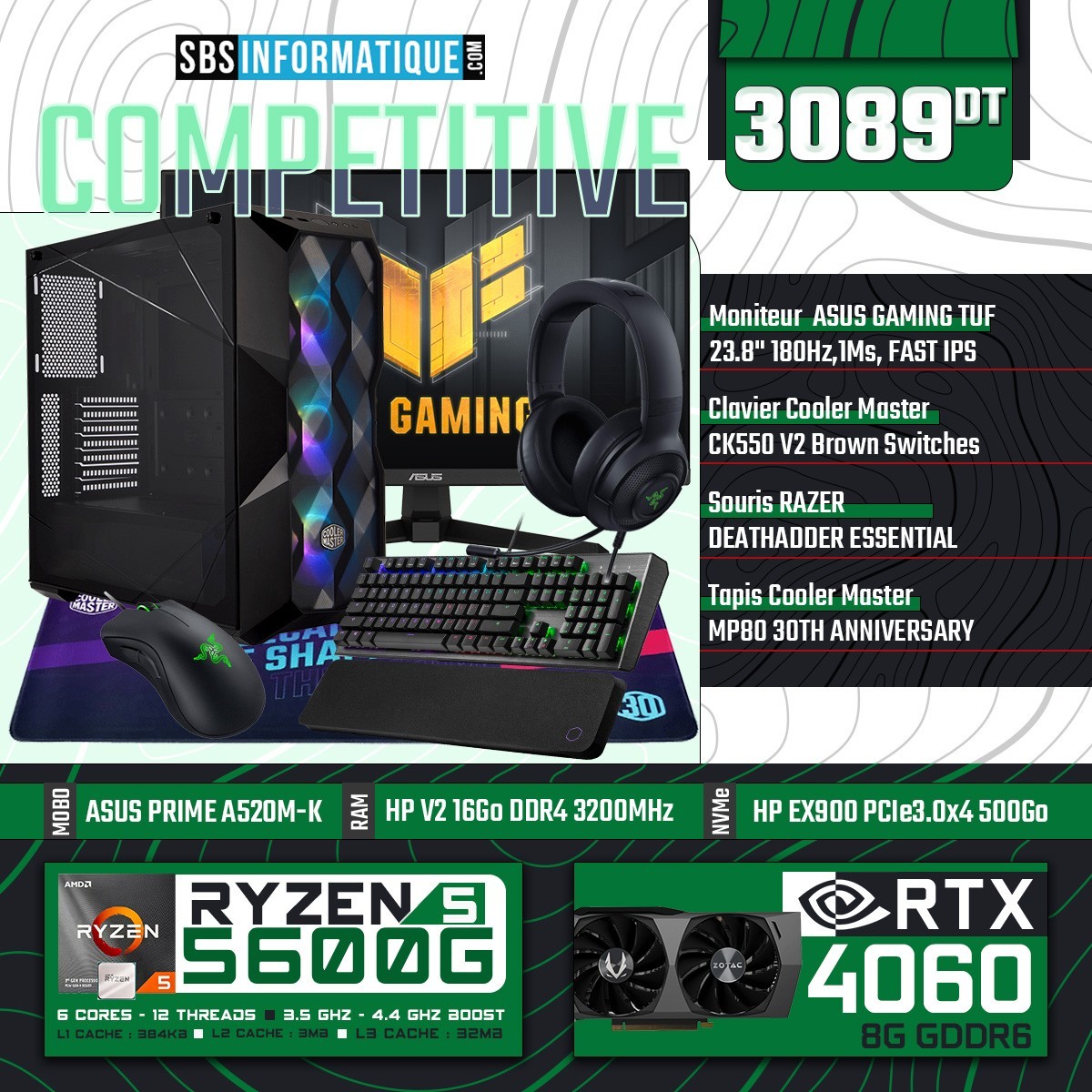 PC Gamer - Competitive Pack - Ryzen 5 5600G - RTX 4060 - 16Gb - 500 Gb ...