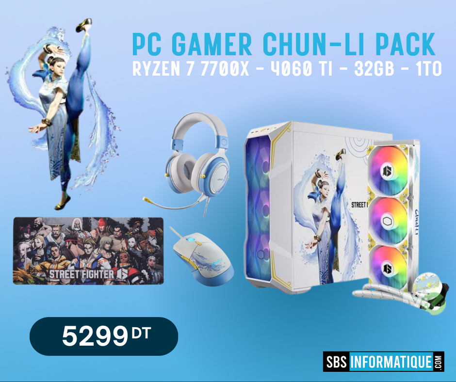 PC Gamer CHUN-LI PACK - Ryzen 7 7700X - 4060 Ti - 32Gb - 1To | Tunisie