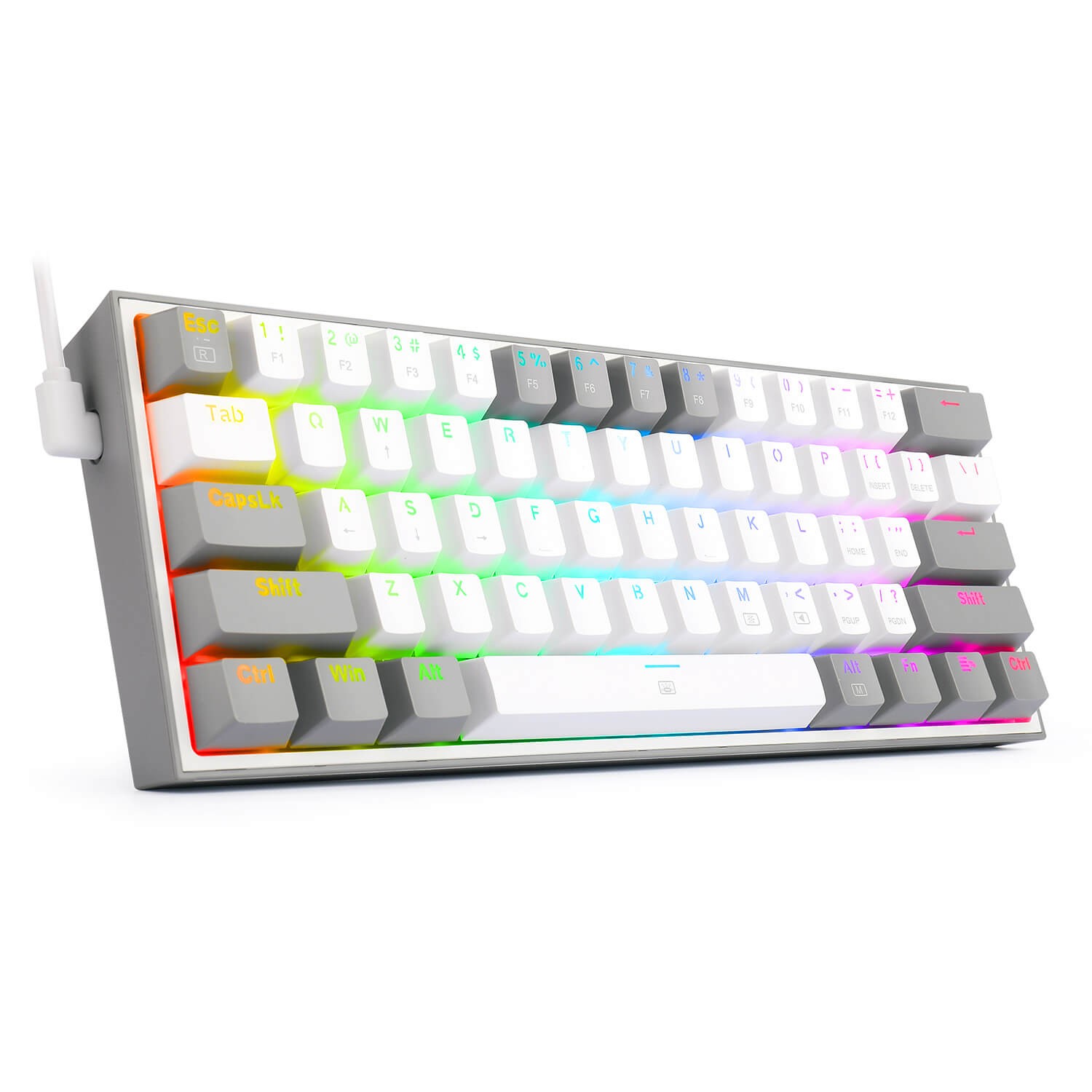 Clavier Gamer - Mécanique REDRAGON K617 FIZZ 60% RGB WHITE & GREY AZERTY | Tunisie