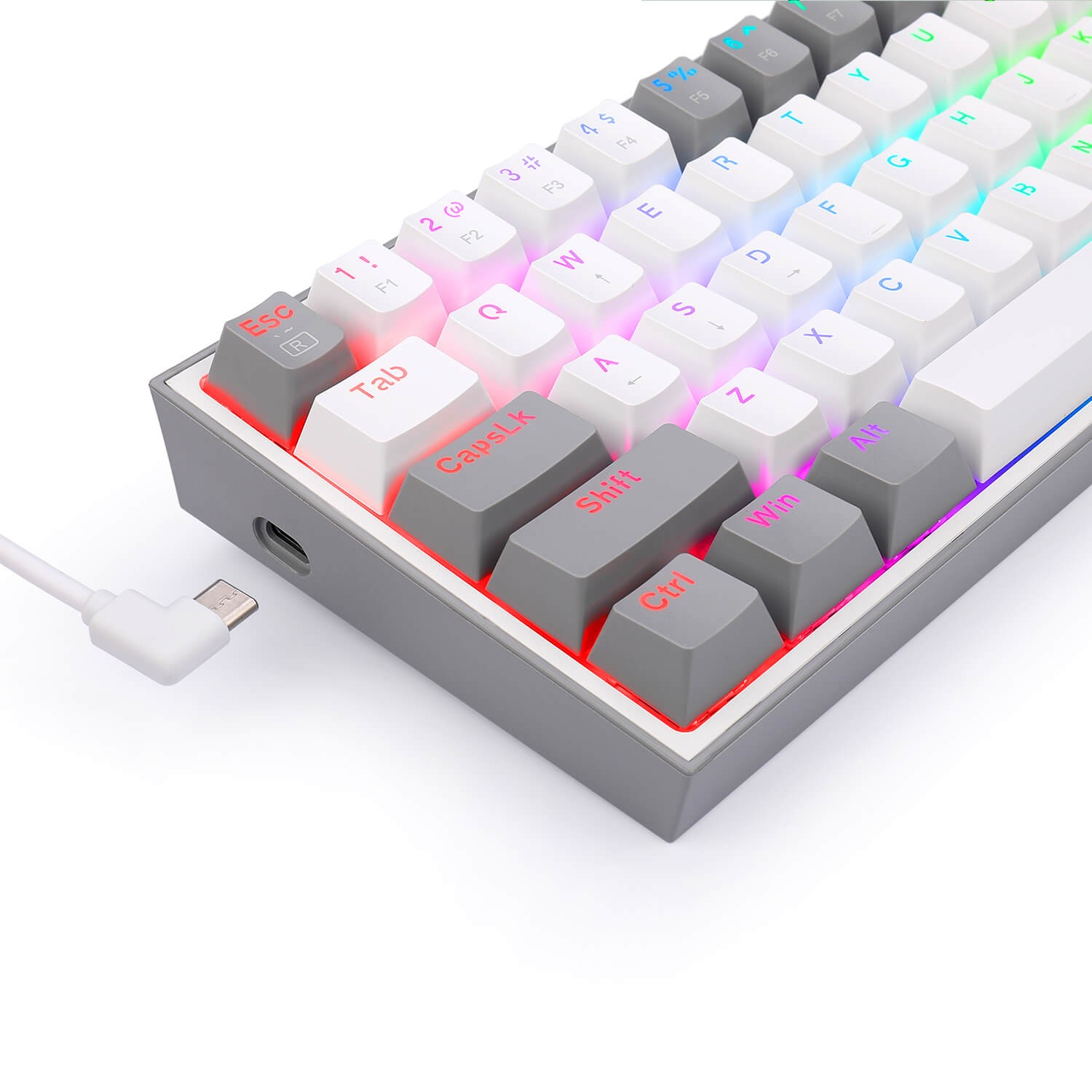 Clavier Gamer - Mécanique REDRAGON K617 FIZZ 60% RGB WHITE & GREY ...