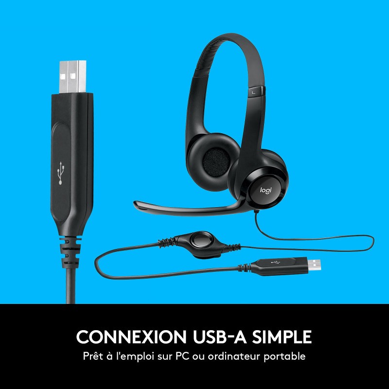 MICRO CASQUE FILAIRE USB Logitech H390 - NOIR | Tunisie